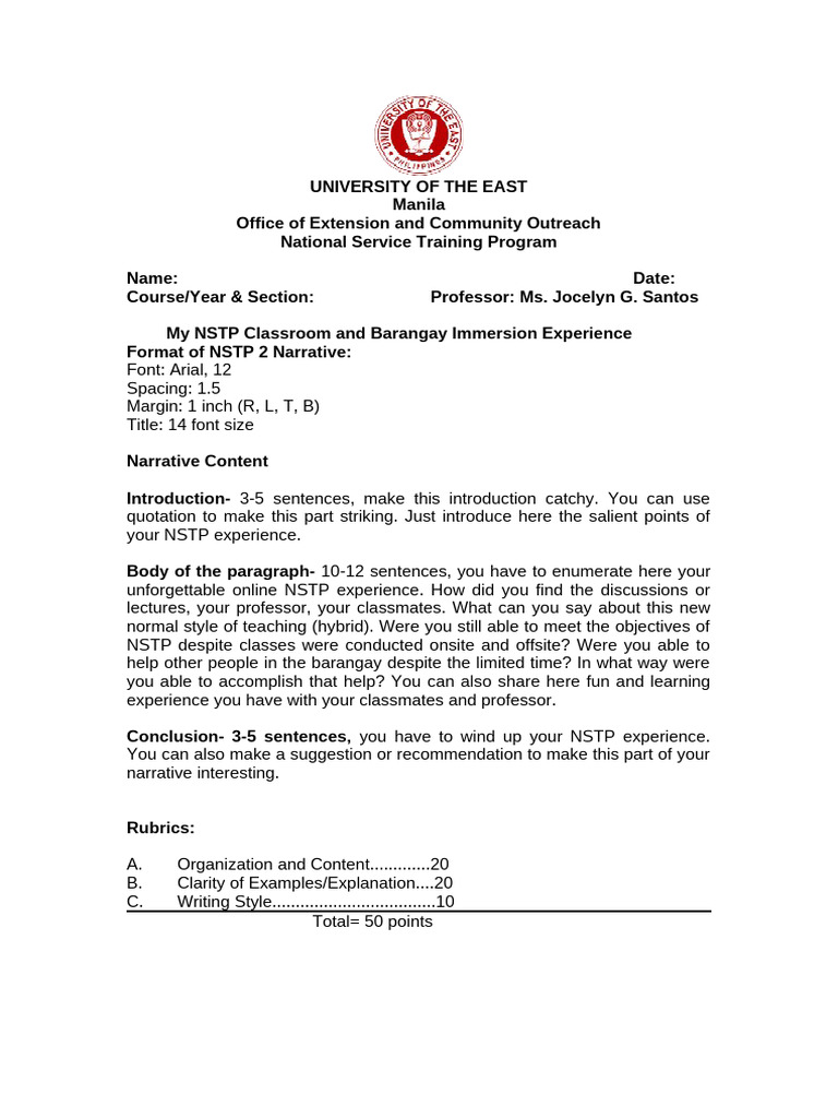 Narrative NSTP Requirement 2 | PDF | Career & Growth