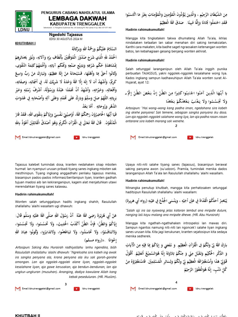 Khuthbah Jawa 30 Agustus 2024 | PDF