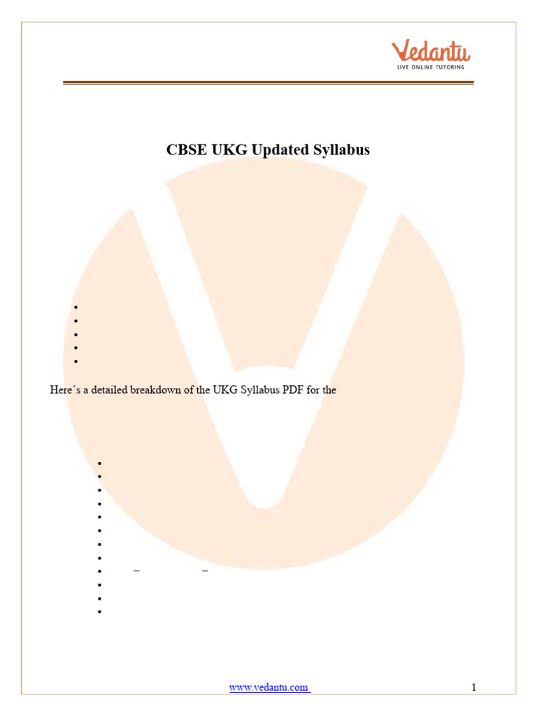 CBSE UKG Syllabus 2024-25 - Revised PDF Download | PDF | English ...