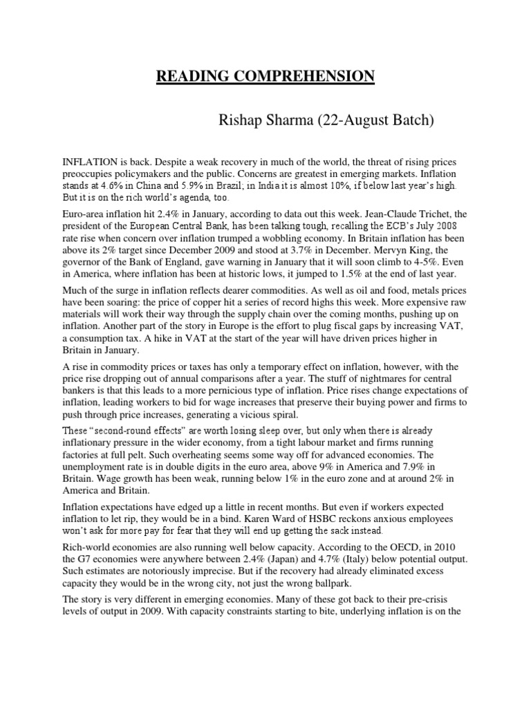 RC Assignment Rishap | PDF | Central Banks | Inflation