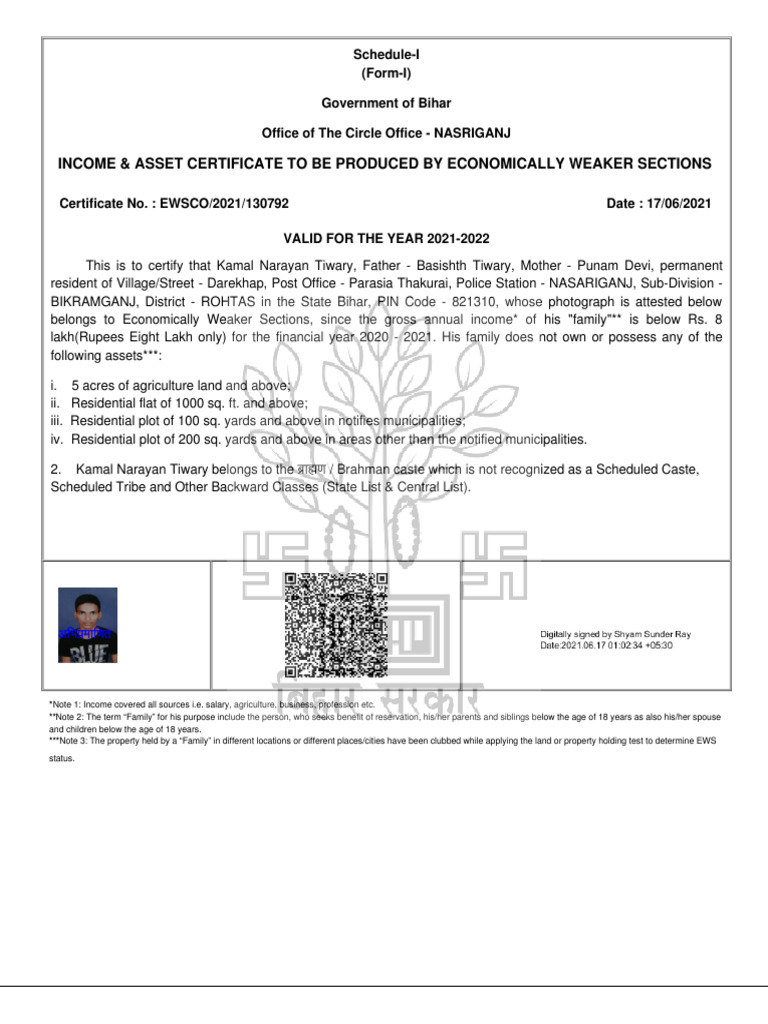 Income Certificate | PDF