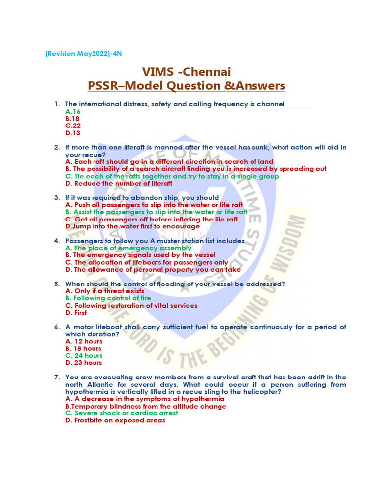 PSSR Exit Exam Model-5 N | PDF