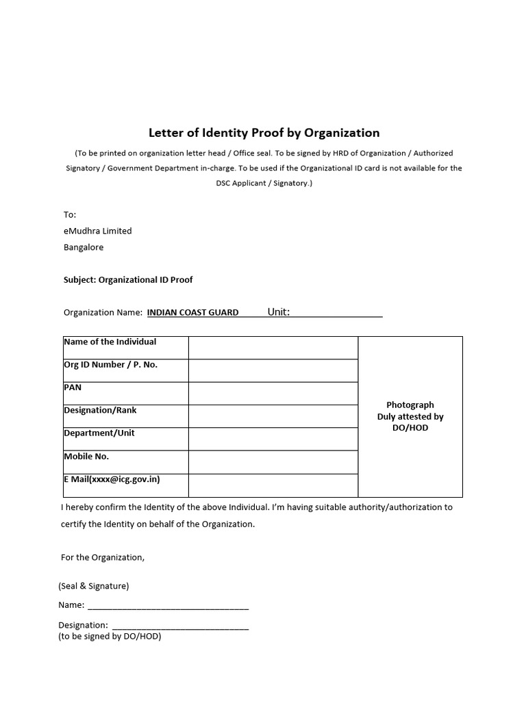 Identity Form by Organisation | PDF