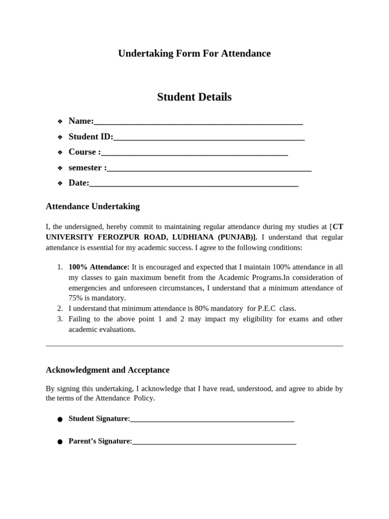 CT University Undertaking | PDF