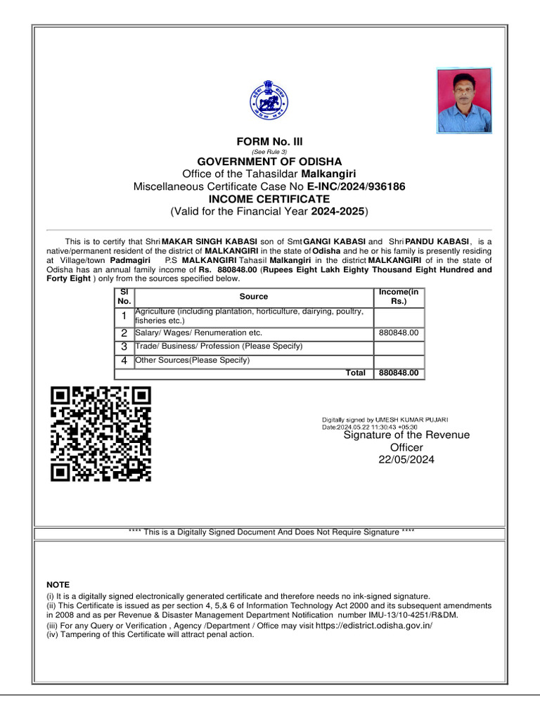 Income Certificate | PDF
