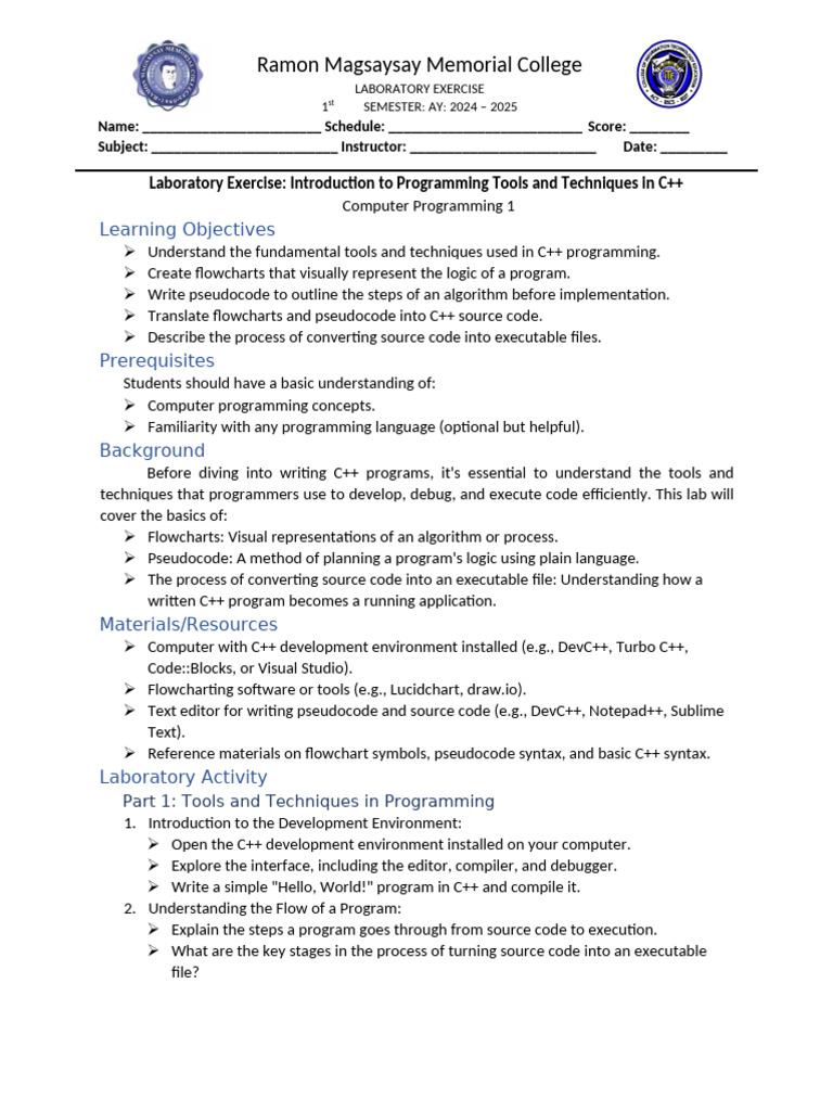 Laboratory 1-1 (2) | PDF