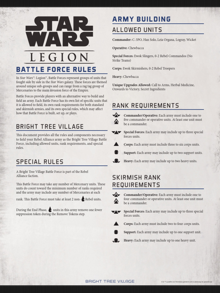 Star Wars Legion BFRules Sheet Bright Tree Village 1 | PDF