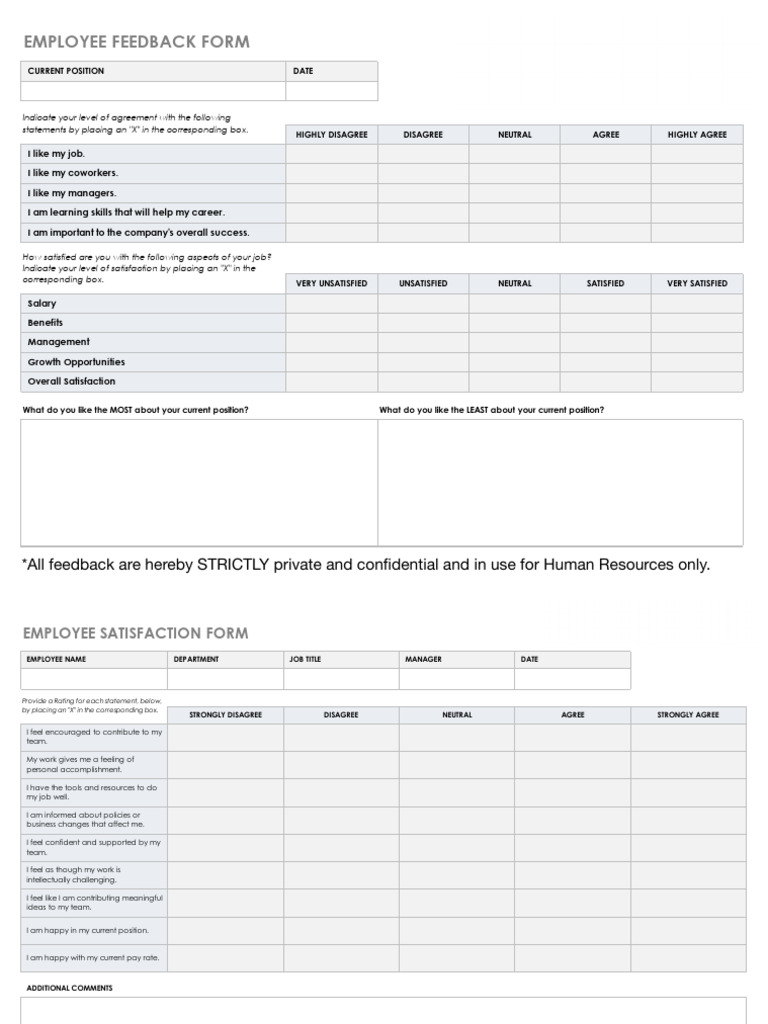 Employee Feedback and Satisfaction Form | PDF | Career & Growth