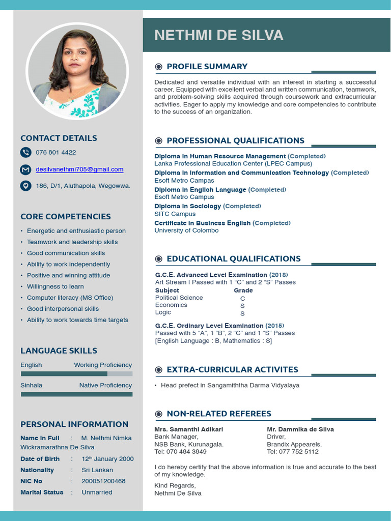 Nethmi de Silva - CV | PDF