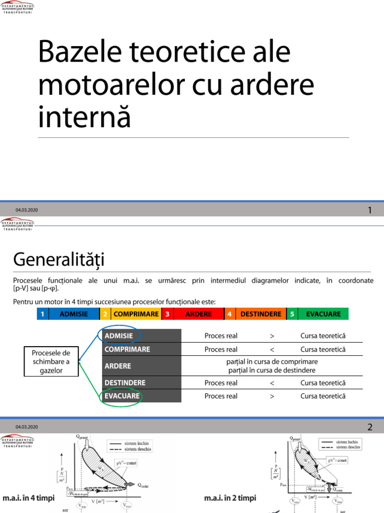 Curs - 02 - Bazele Teoretice Ale Motoarelor Cu Ardere Internă | PDF
