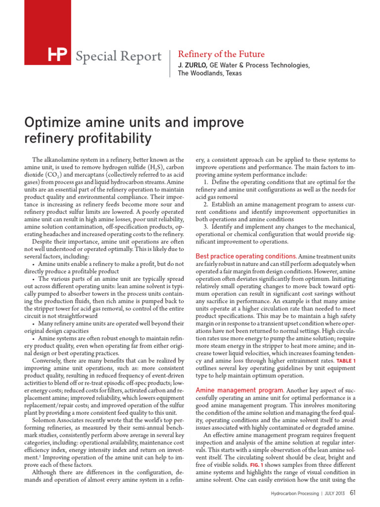 Optimize Amine Units and Improve | PDF