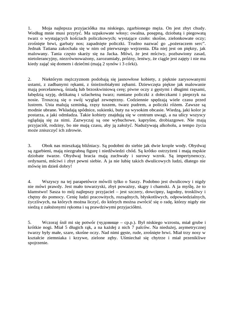 Wygląd I Cechy Charakteru - Teksty | PDF