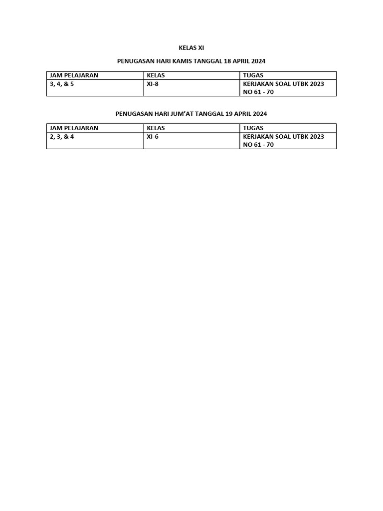Kelas Xi Minggu 1 (TGL 18-19 April) | PDF