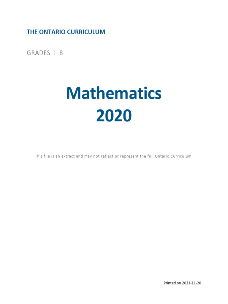 Mathematics 2020 Ontario | PDF