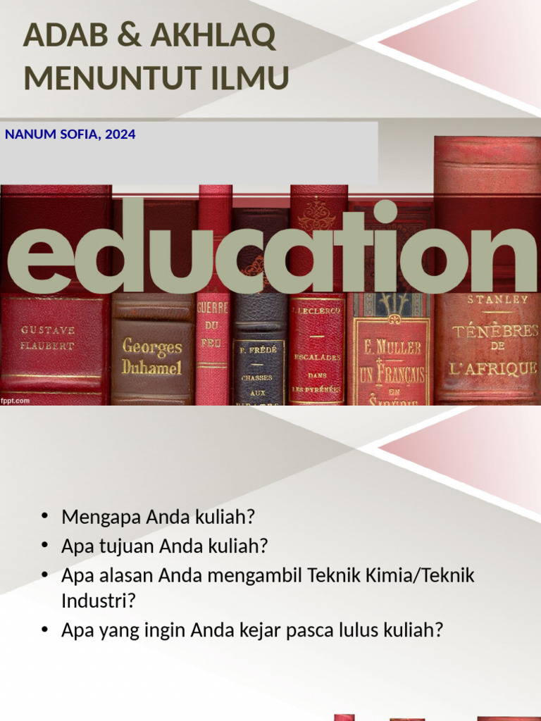 Adab & Akhlaq Menuntut Ilmu - Pai Upn | PDF