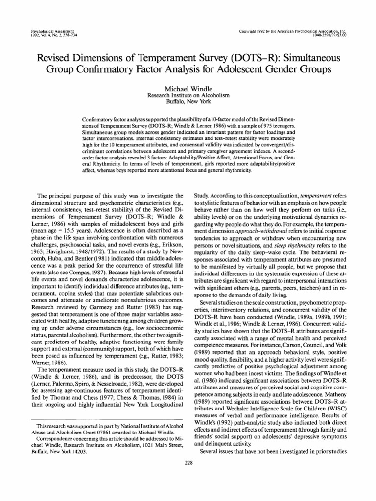 Revised Dimensions of Temperament Survey (DOTS-R) : Simultaneous Group ...