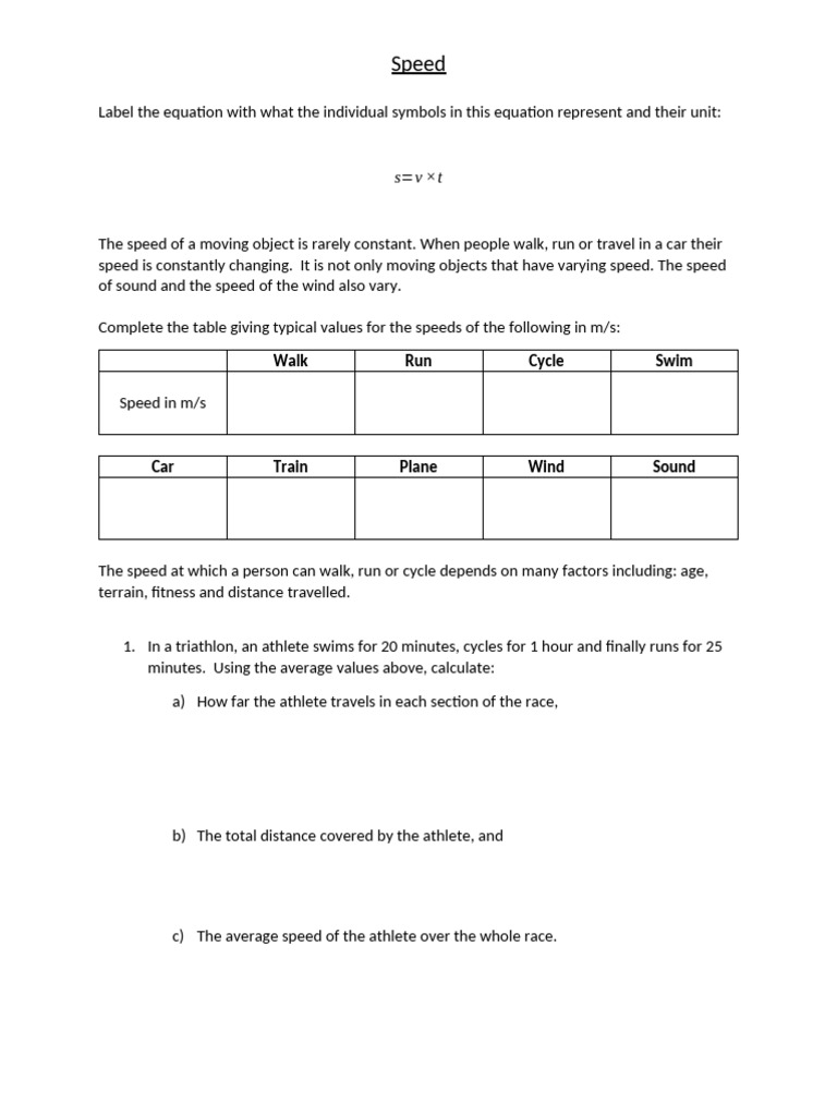 GCSE speed basic notes | PDF