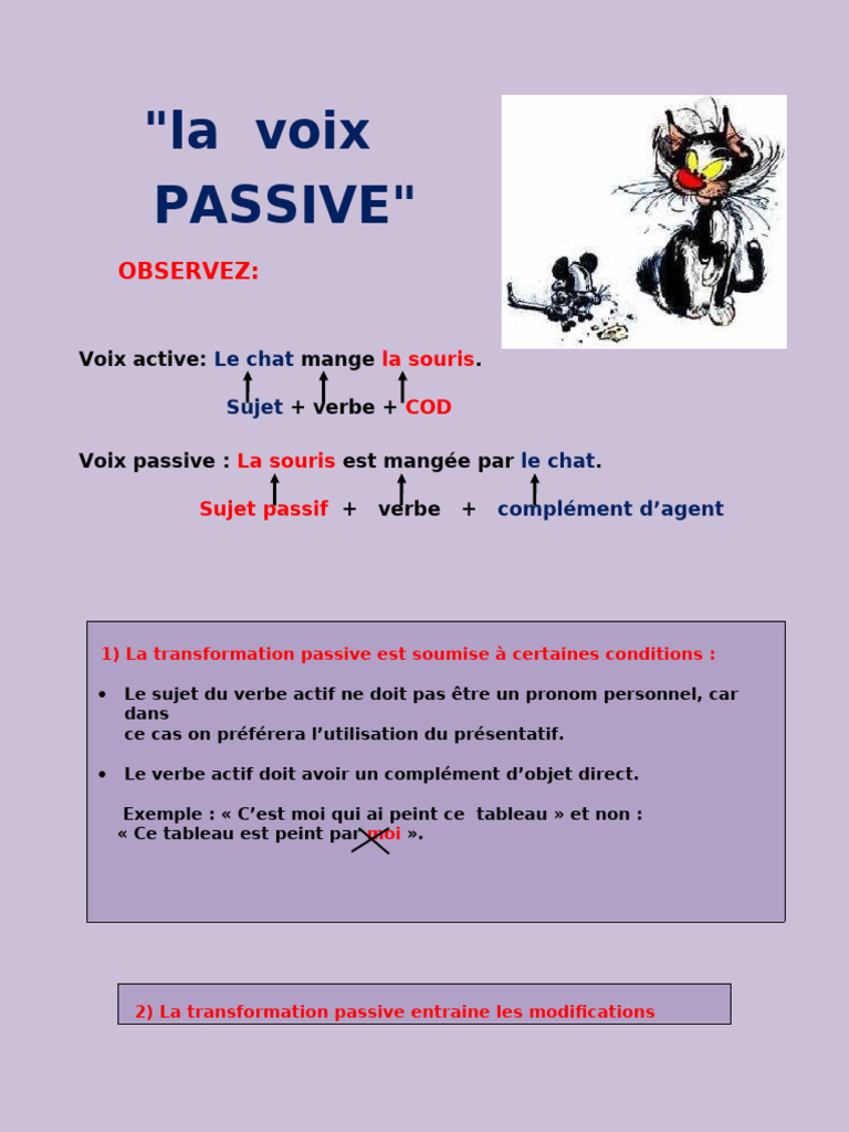 La Voix Passive Exercice Grammatical Guide Grammatical | PDF