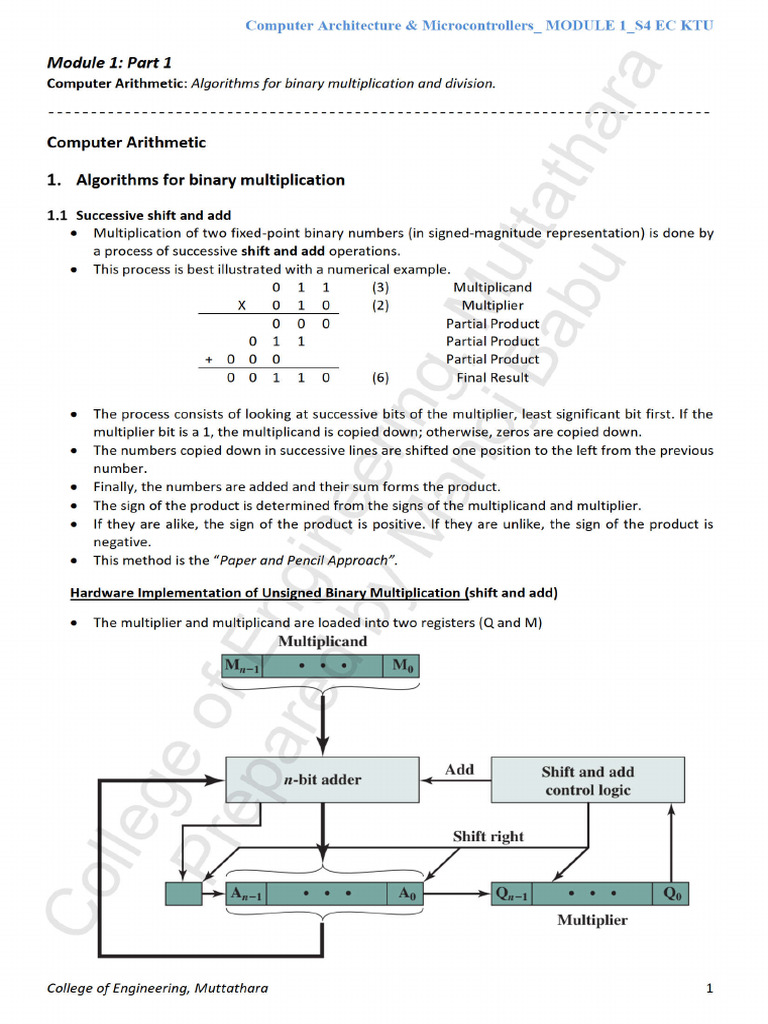 KTU - ECT206 - Mod - 1 - Computer Architecture & Microcontrollers-2 - Rajesh M S | PDF