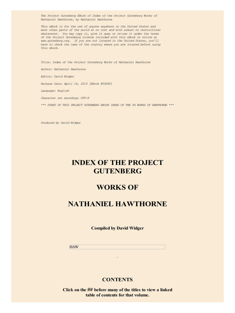 Works of Nathaniel Hawthorne - PDF Room | PDF