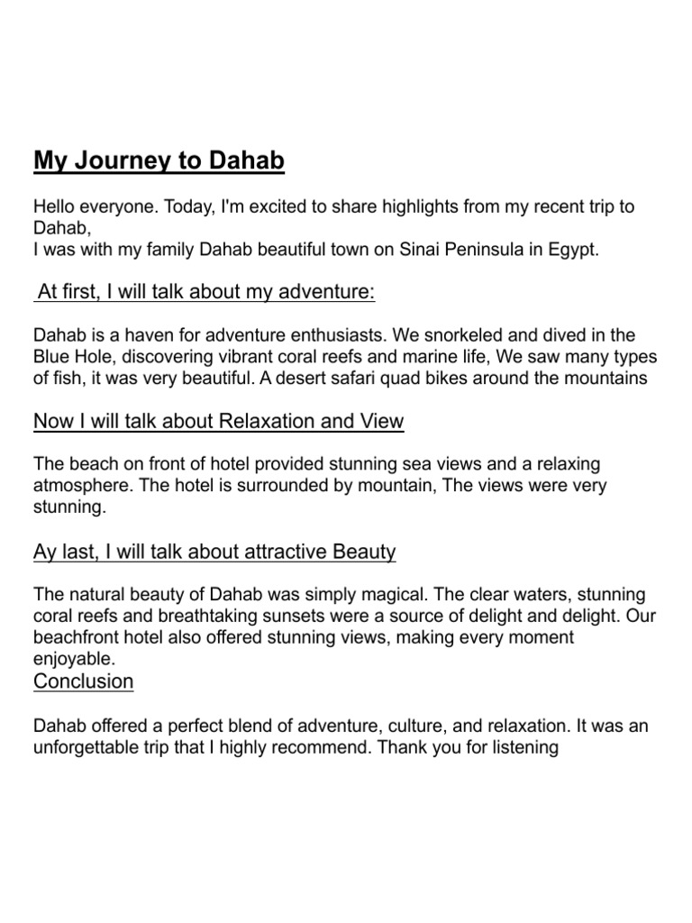 My Journey To Dahab | PDF