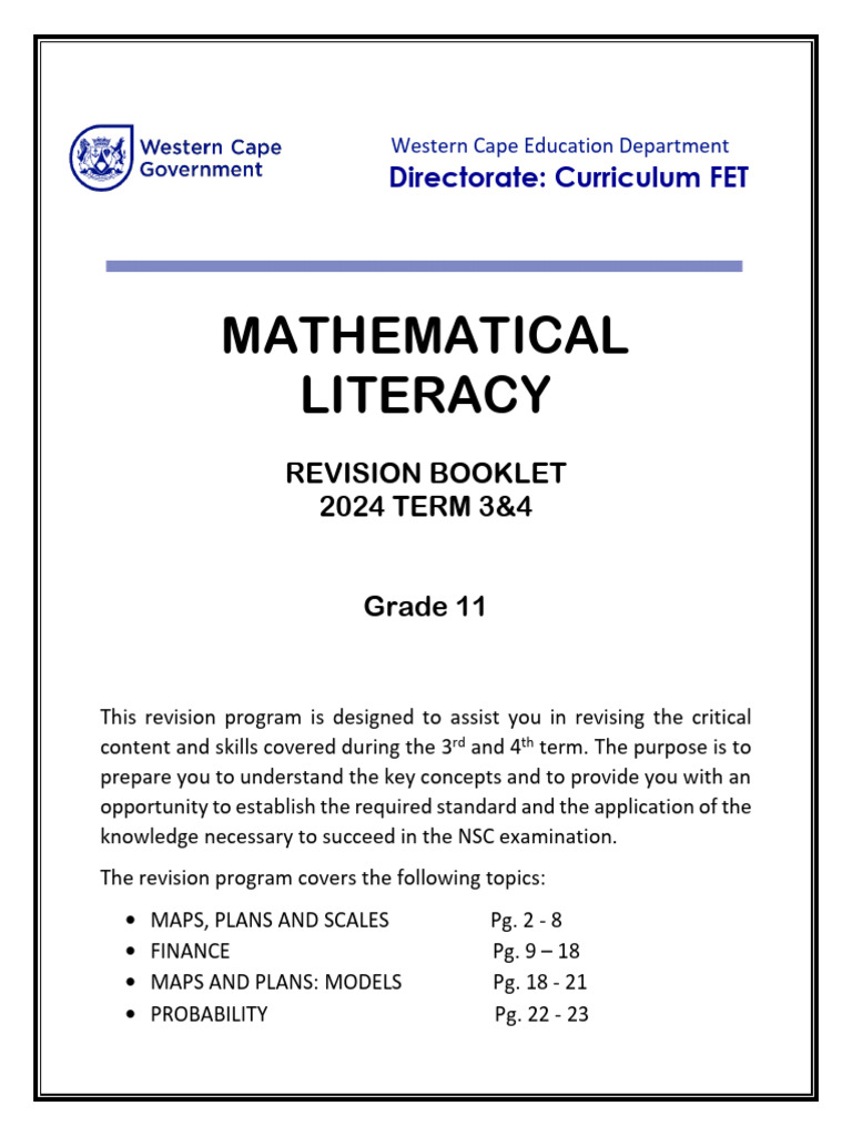 Mathematical Literacy Grade 11 Term 3 & 4 | PDF