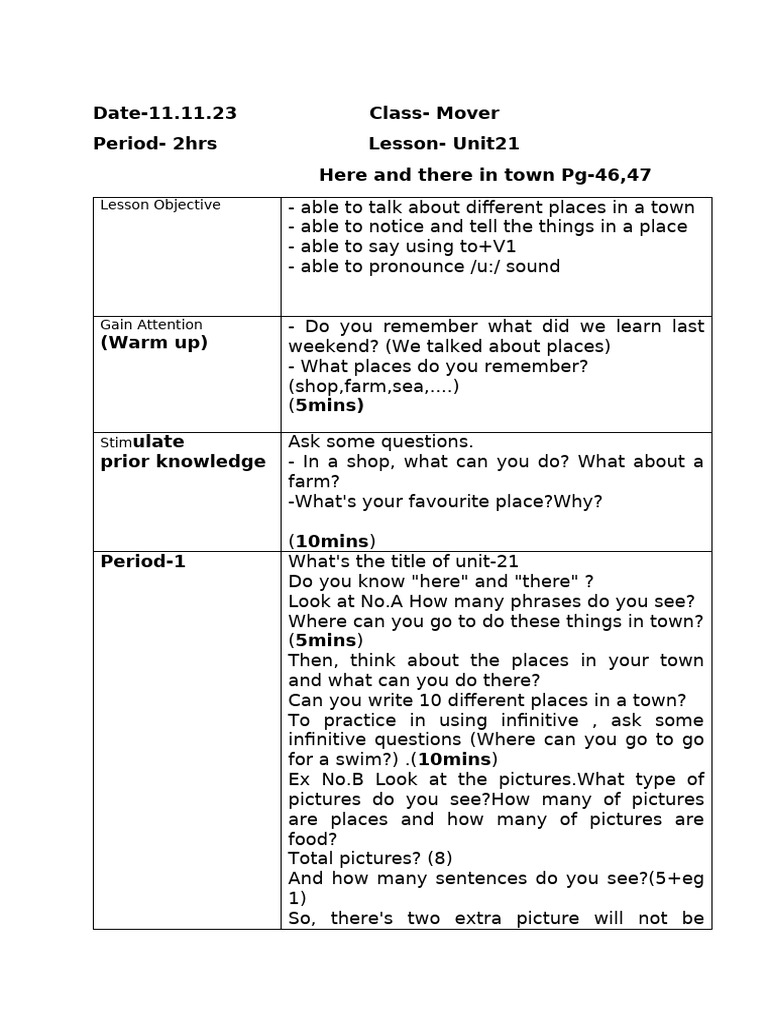 Unit-21 Lesson Plan | PDF