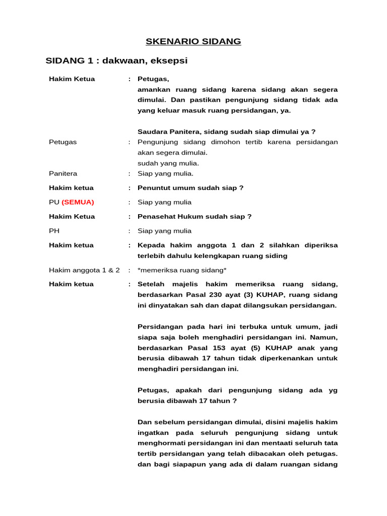 Skenario Sidang 1-1 | PDF