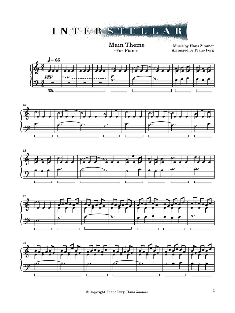 Interstellar Main Theme | PDF