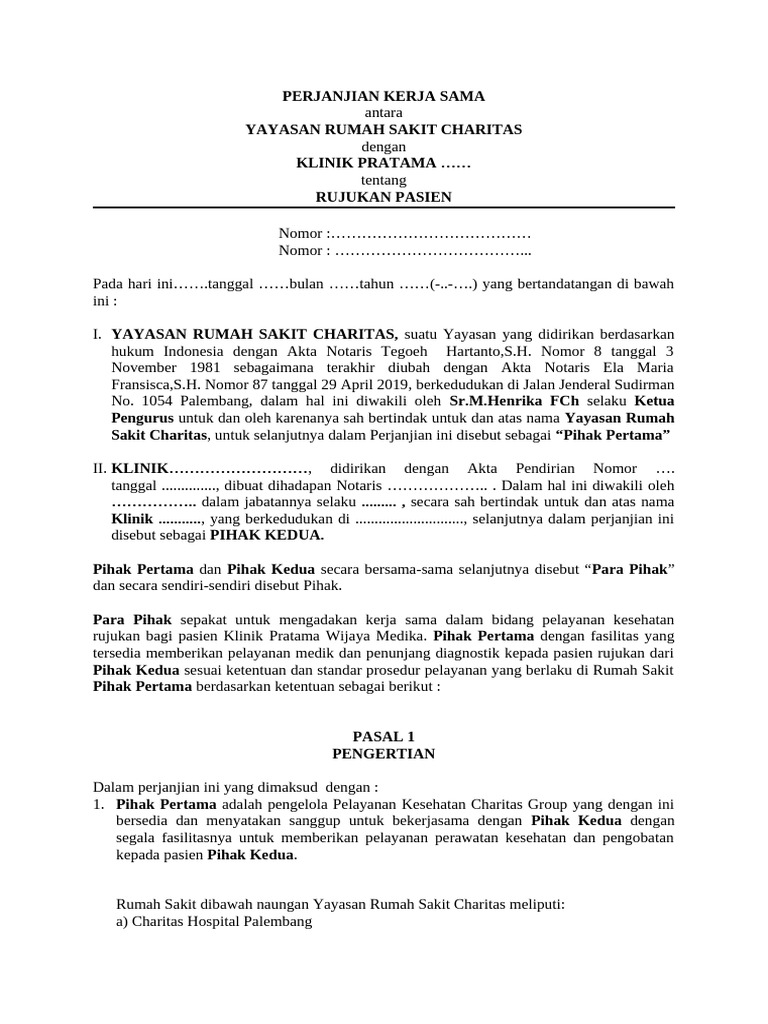 Draft PKS Klinik - (RUJUK) | PDF Draft PKS Klinik - (RUJUK) | PDF