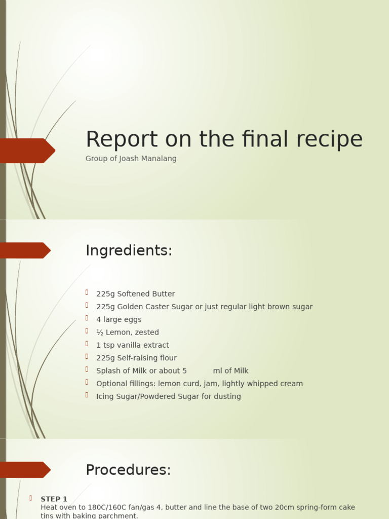 Report On Recipe Analysis | PDF