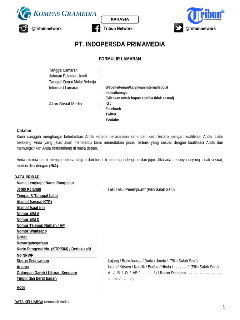 App Form Tribun 2023 - (Name) | PDF