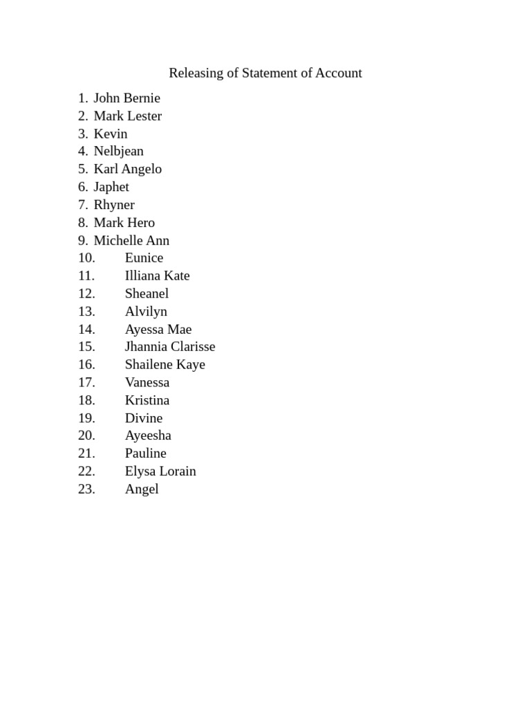 Releasing of Statement of Account | PDF