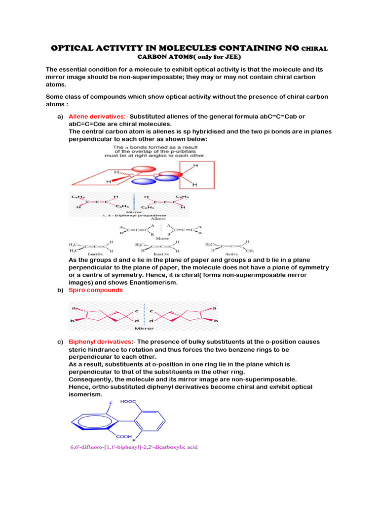 Optical Isomerism Notes | PDF