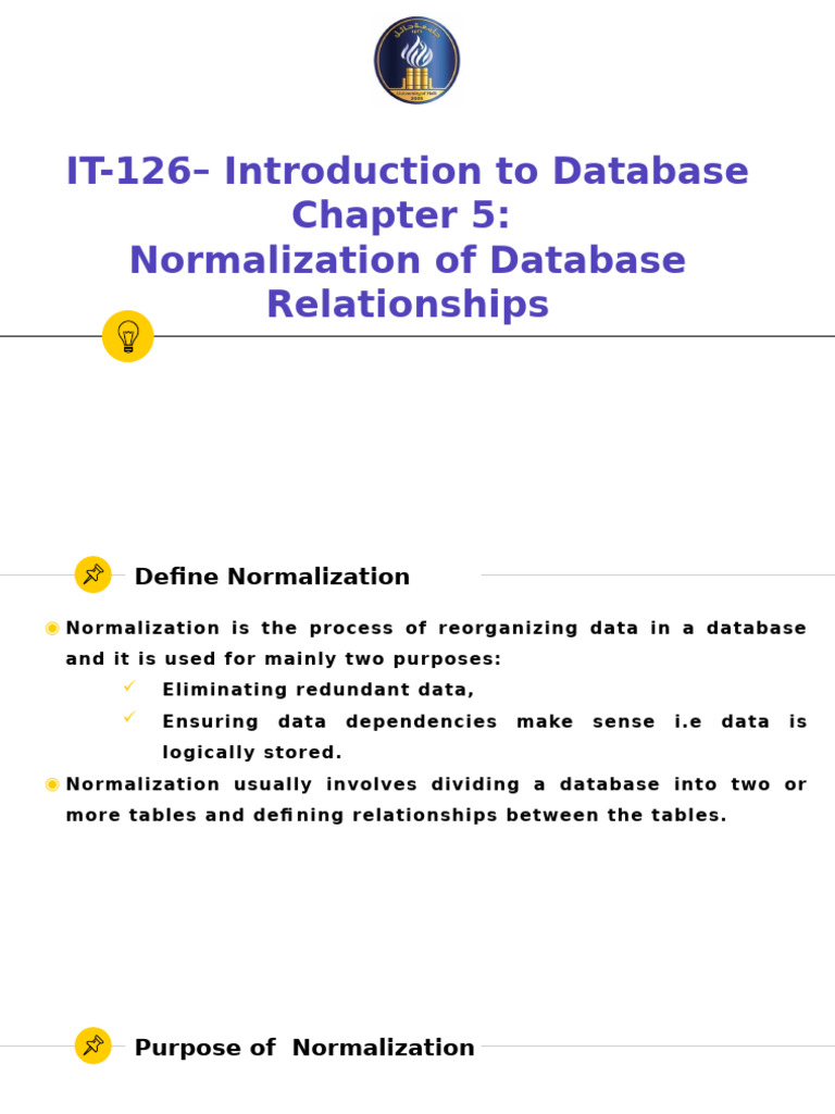 IT126 - Chapter 5 - Normalization of Database Relationships | PDF