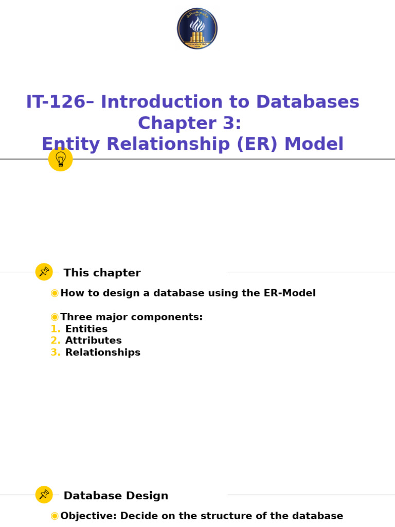IT126 - Chapter 3 - Entity Relationship (ER) Model | PDF