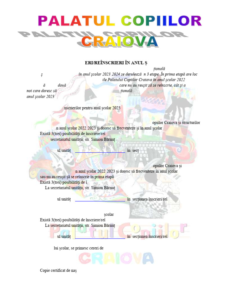 Calendar - Inscriere 2023 2024 3 | PDF