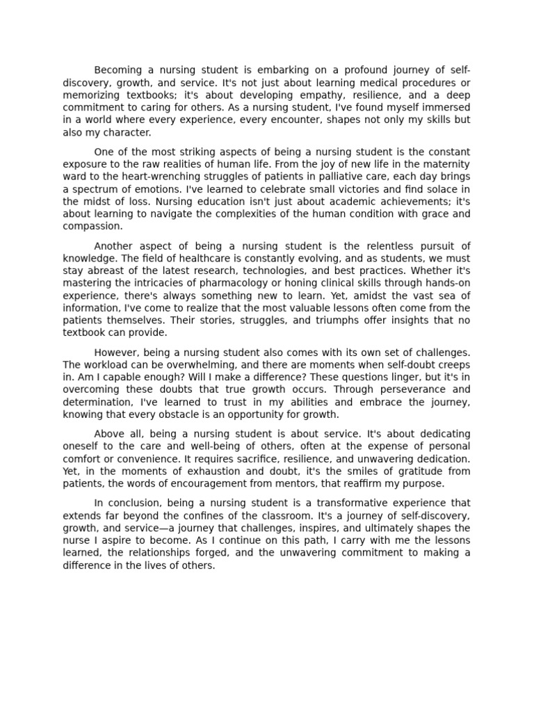 Becoming A Nursing Student | PDF