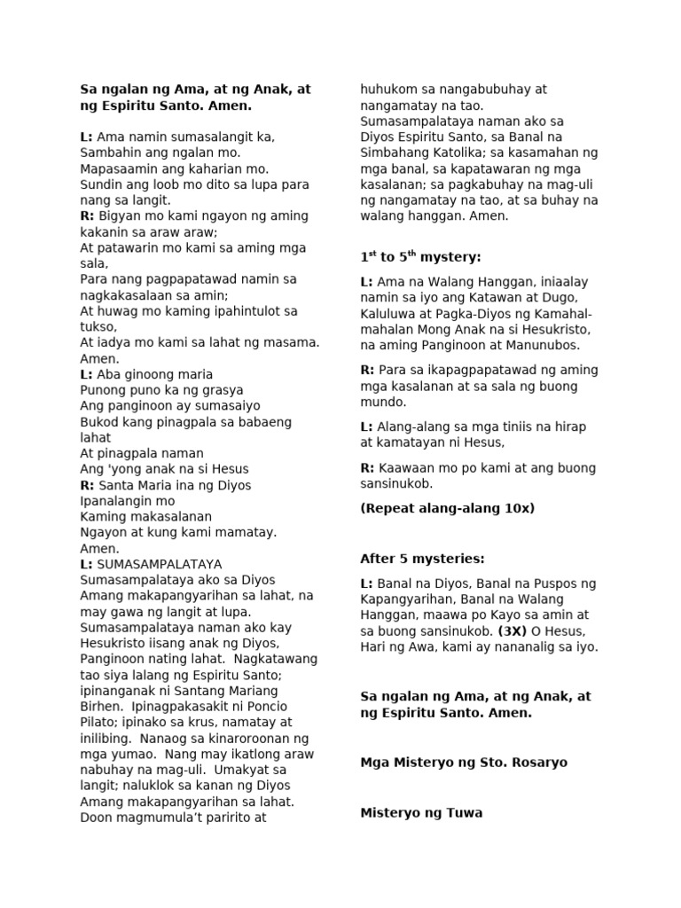 Tagalog Chaplet of The Divine Mercy | PDF