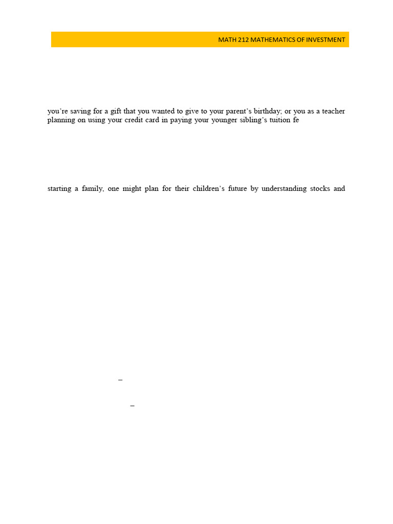 Math 212 - Topic 1b Simple Interest | PDF