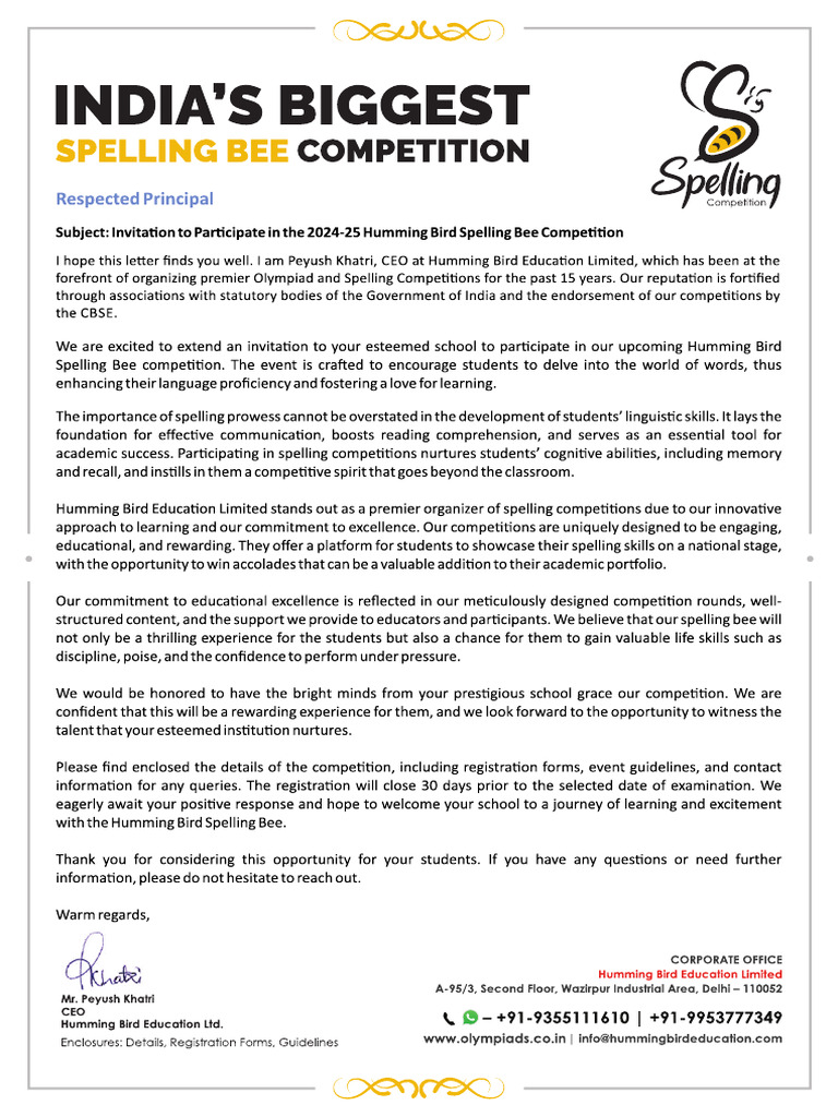 Spell Bee Brochure & Booklet | PDF