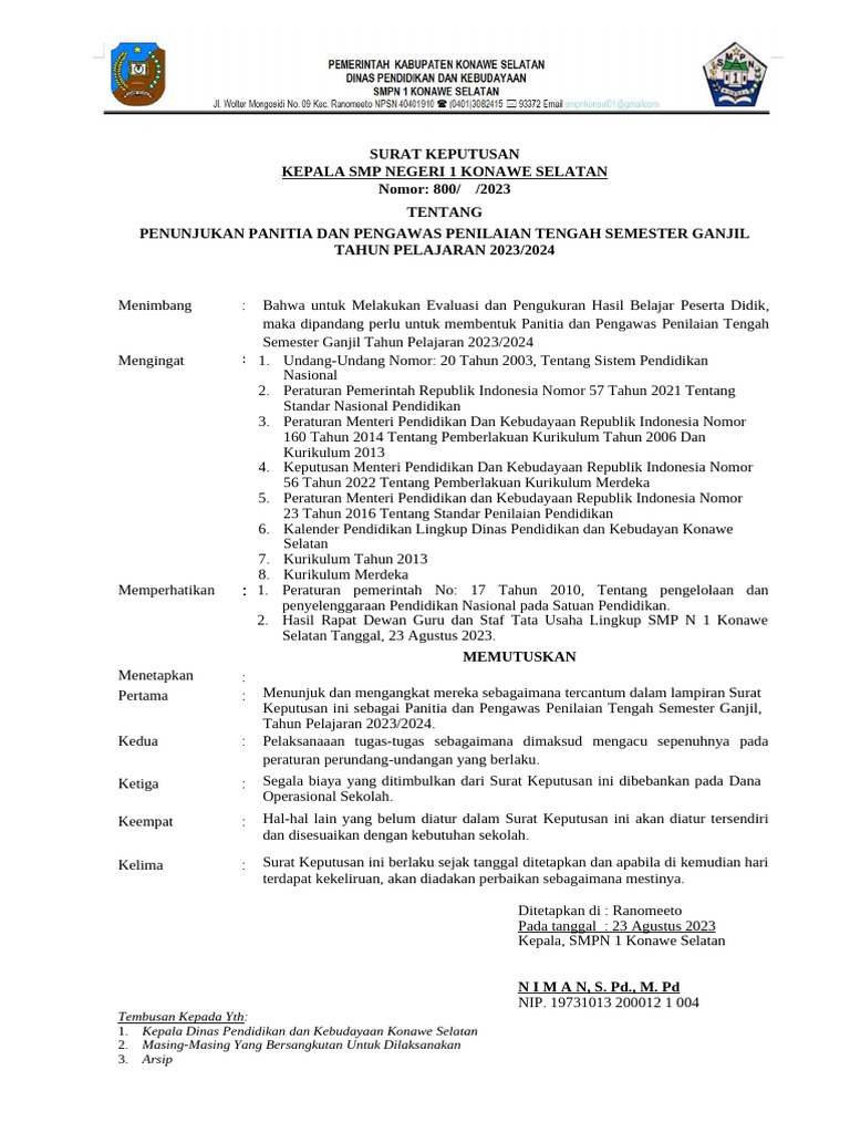 ,,SK Panitia PTS Ganjil 23-24 | PDF