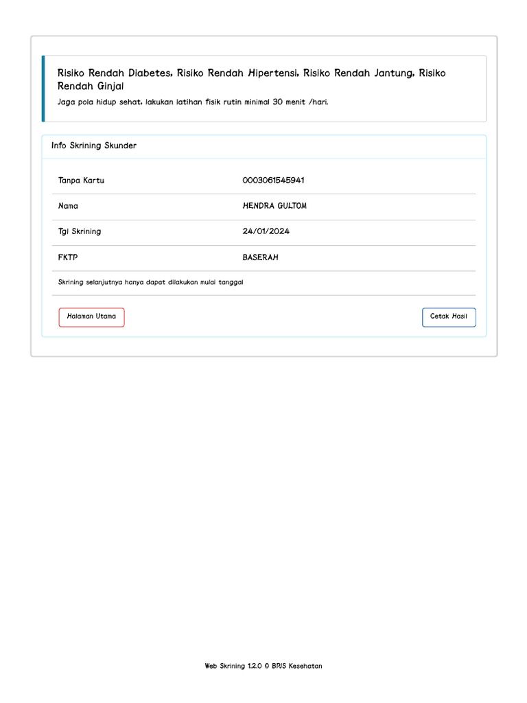Skrining Web BPJS Kesehatan | PDF