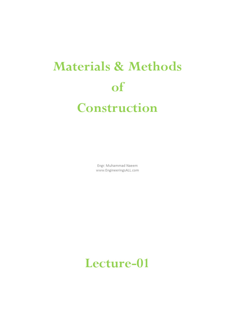 Lecture_01_Introduction to Construction Materials | PDF