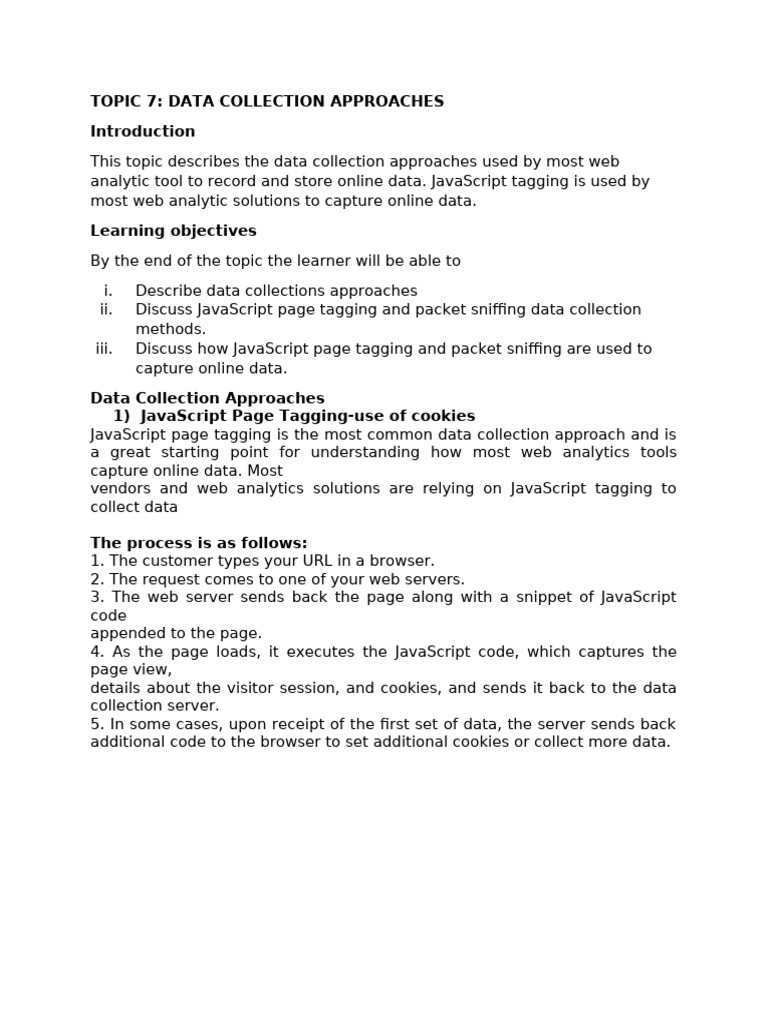 Topic 7 Data Collection Approaches - Summarized | PDF