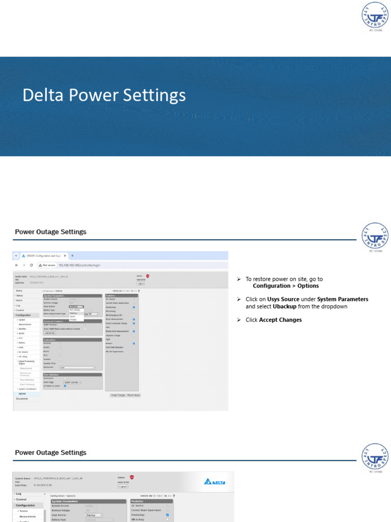 Delta Power Settings Guide | PDF