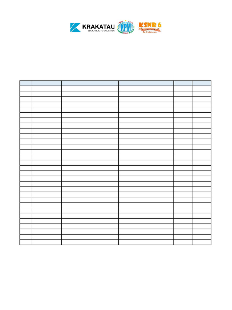 Data Ruangan KSNR 6 | PDF