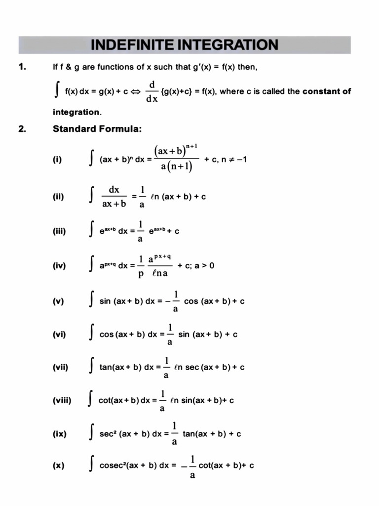 Integration Formulae | PDF
