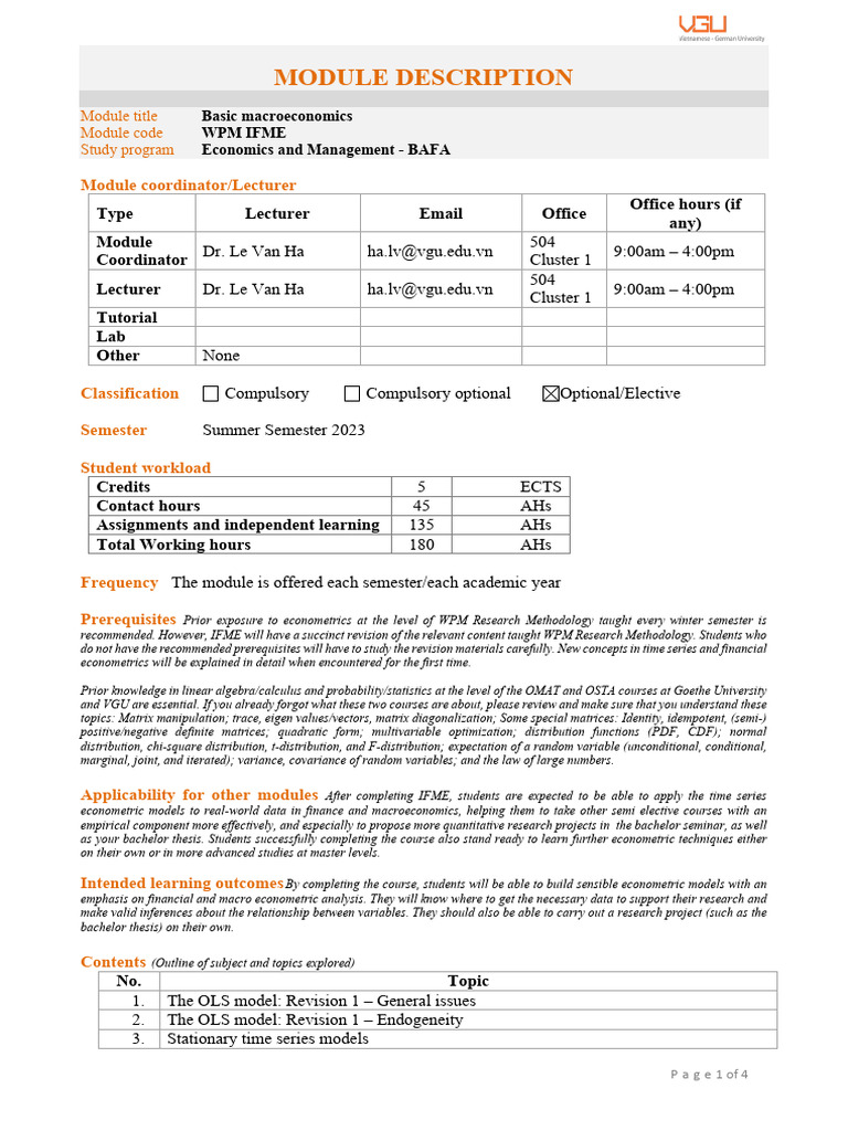 Wpmf Introduction To Financial Econometrics And Macroeconometrics Pdf