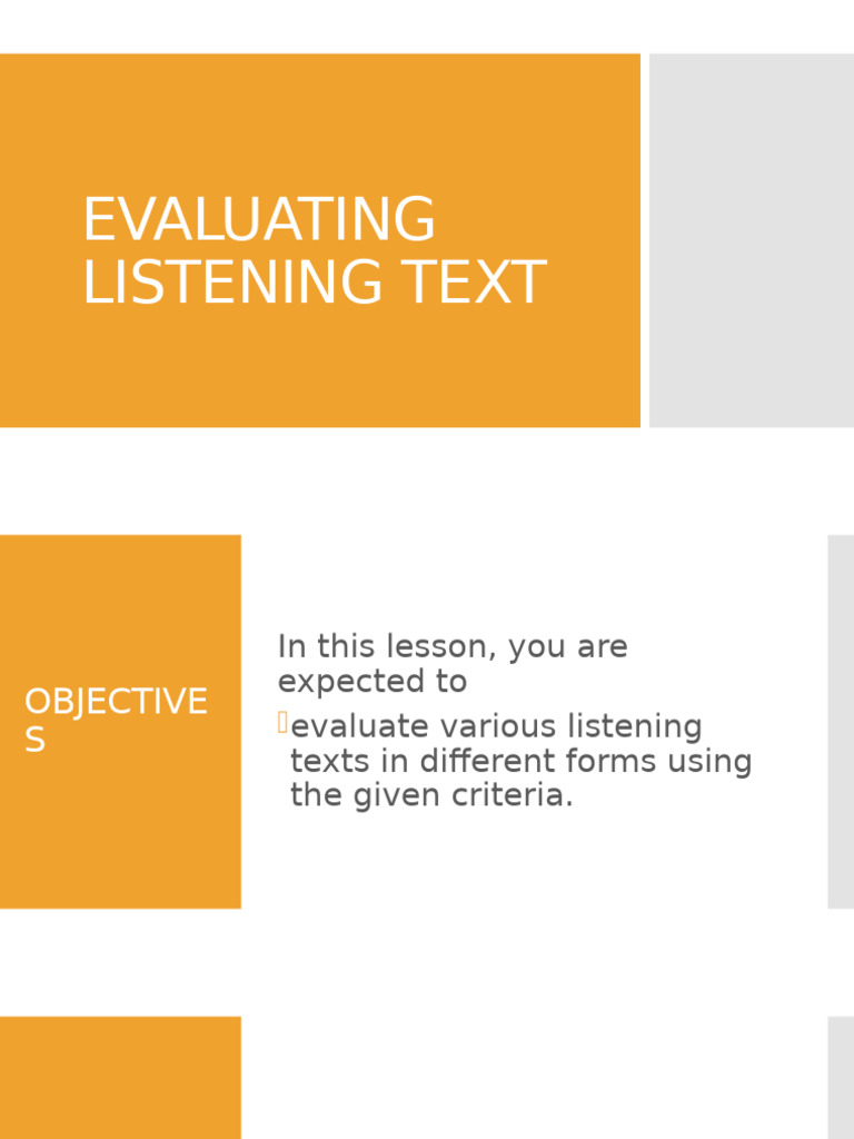 Evaluating Listening Text | PDF